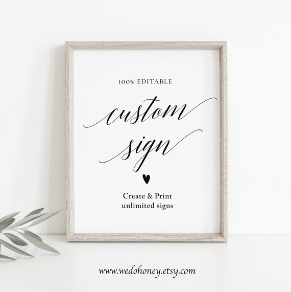 Editable Signs Printable, Custom Sign, Elegant Modern Script ...