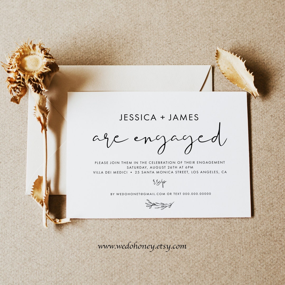 Modern Minimalist Engagement Party Invitation Template, Modern ...