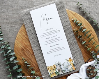 Safari Menu Template | Etsy