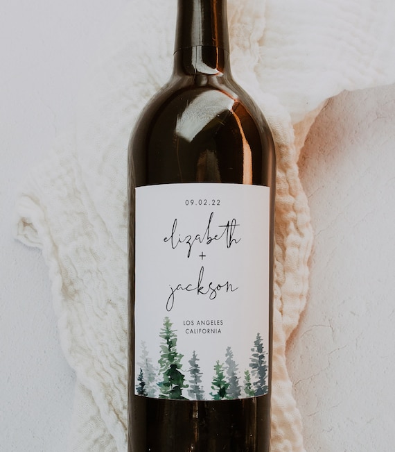 Pine Tree Wine Bottle Label Printable, Forest Wine, Edit Text with ...