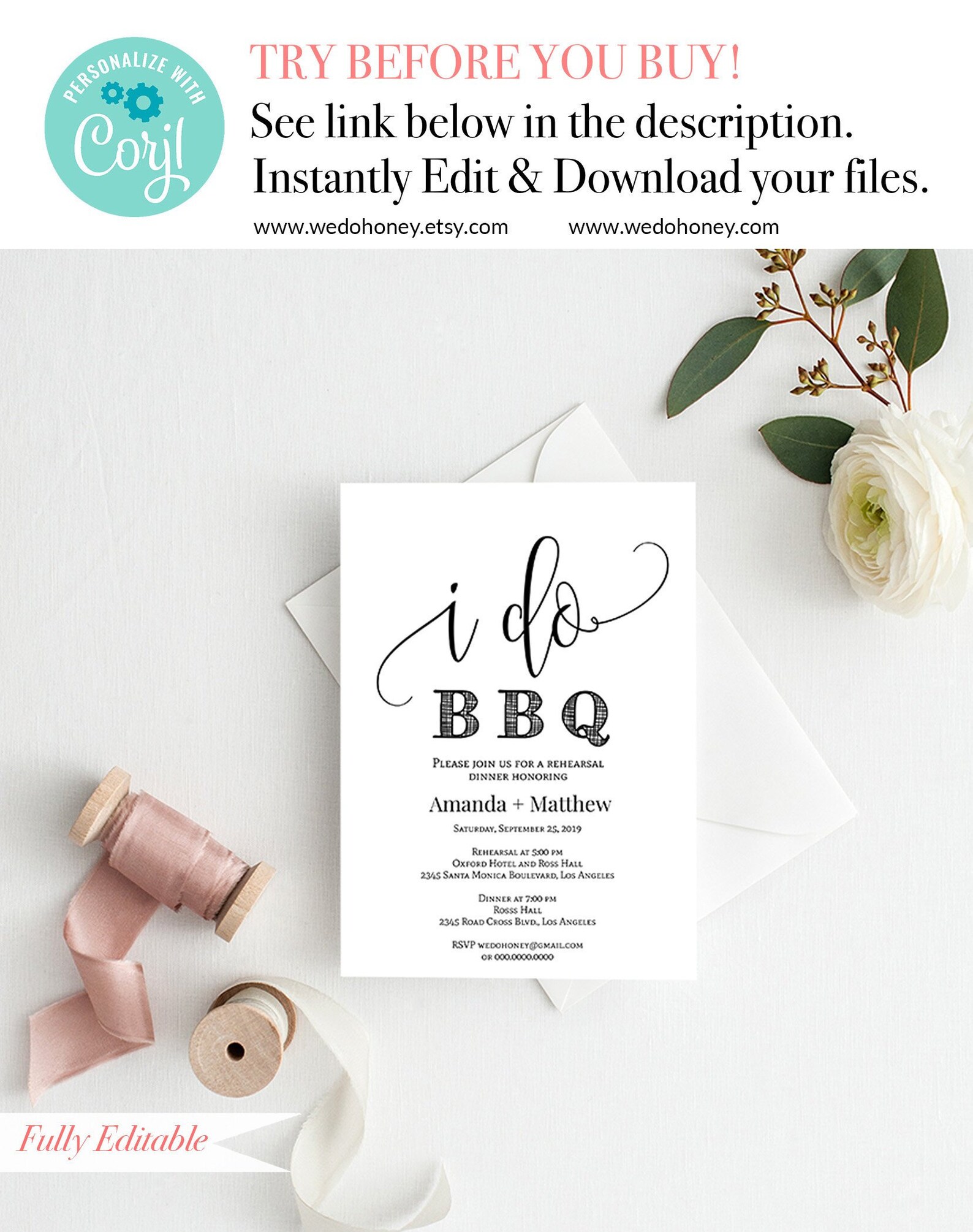 I Do BBQ Invitation Template Fully Editable Modern Wedding - Etsy