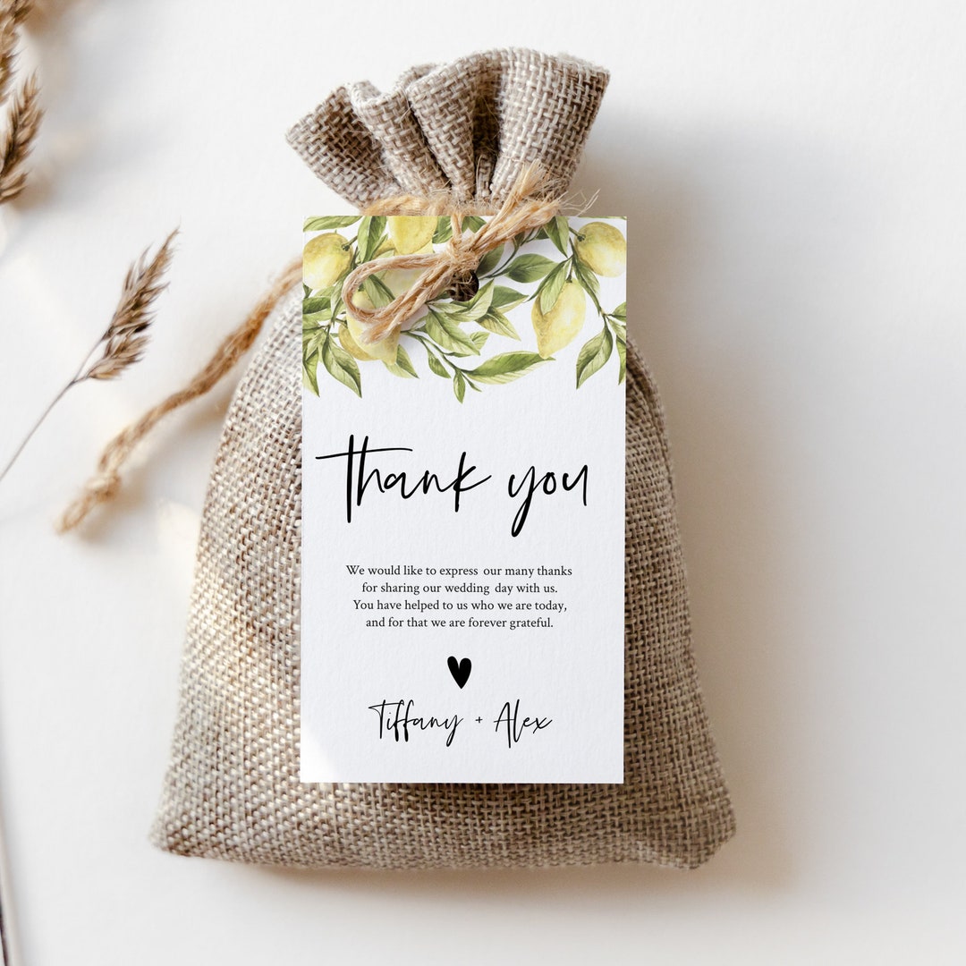 Editable Lemon Thank You Tags, Citrus Baby Shower Favor, Watercolor ...