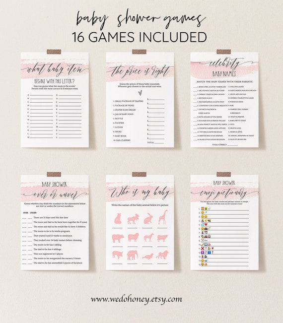 Pink Swash Baby Shower Games, Baby Games Pack, Corjl #025 by We Do ...