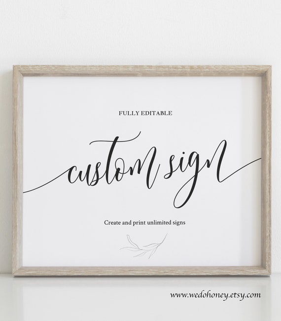 Custom Wedding Sign Template, Editable Calligraphy Printable, Create ...