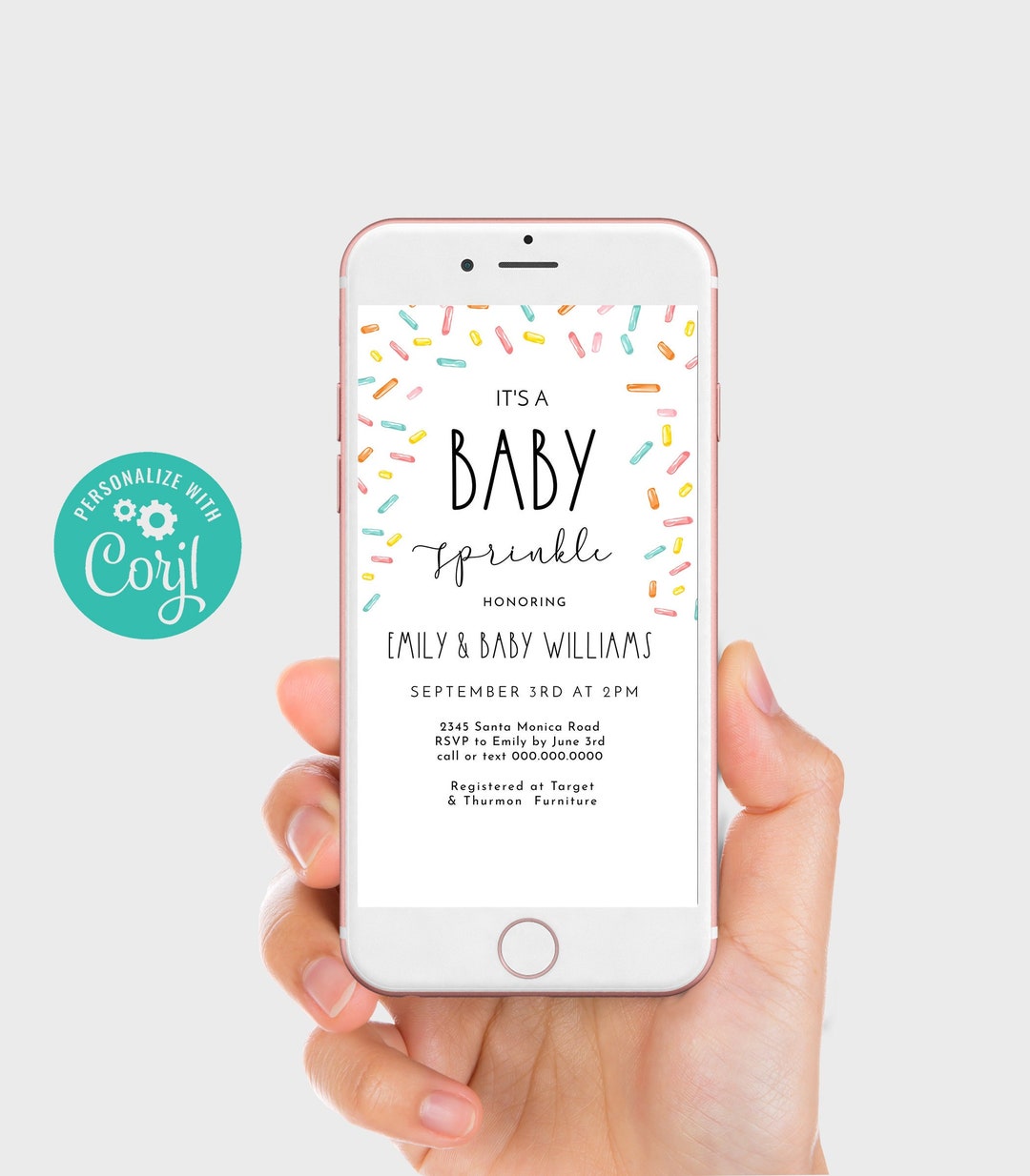 Baby Sprinkle Electronic Invitation Evite Gender Neutral Rainbow ...