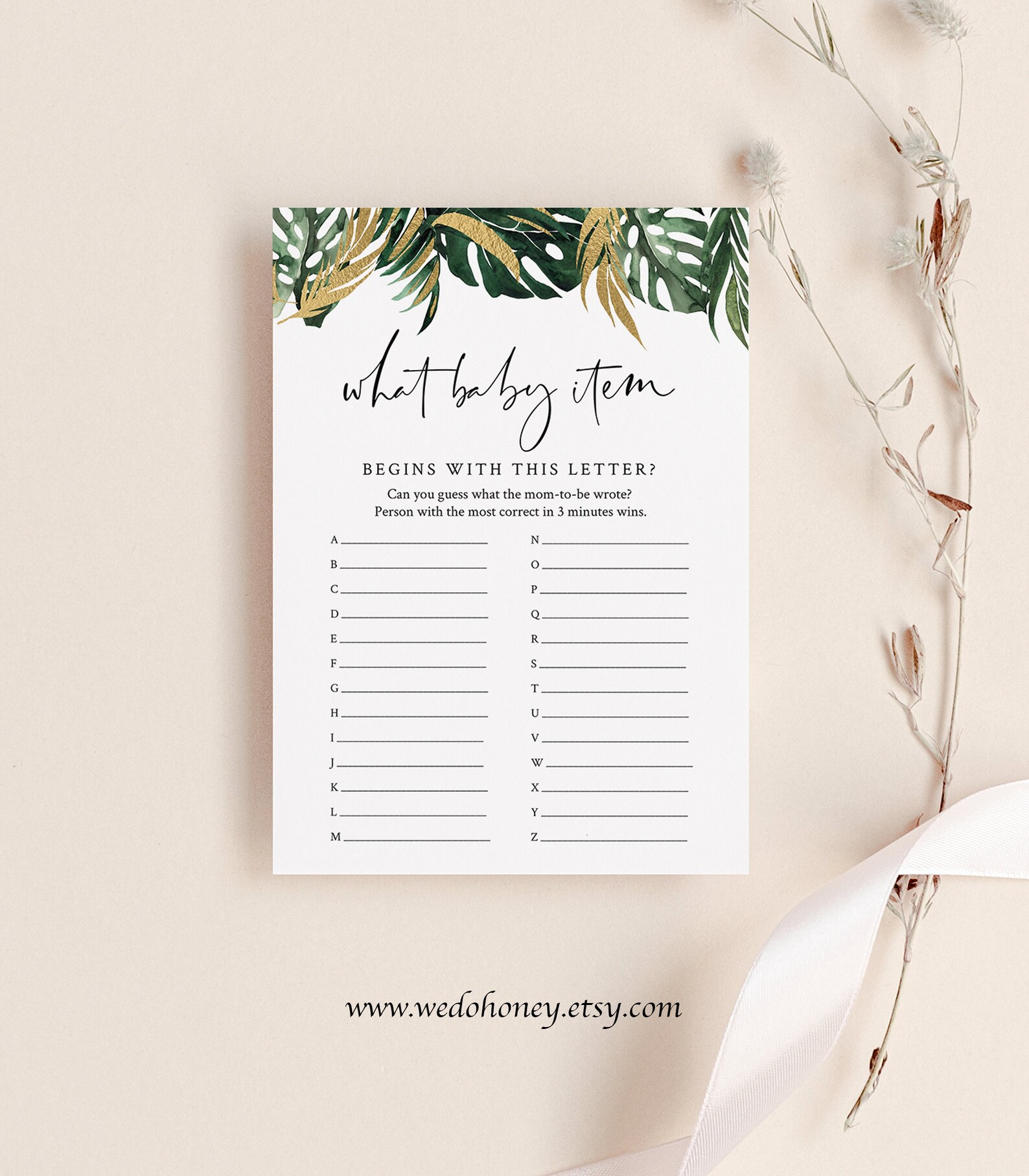 Tropical Baby Shower Games Bundle Greenery Gold Palm Leaves - Etsy