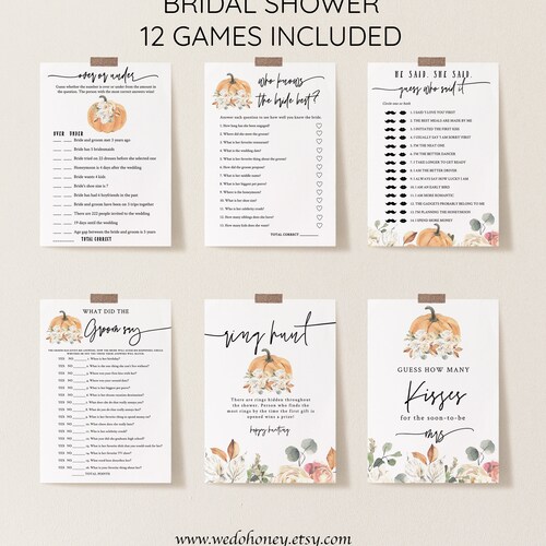 Pumpkin Bridal Shower Game Bundle Bridal Shower Games Games - Etsy