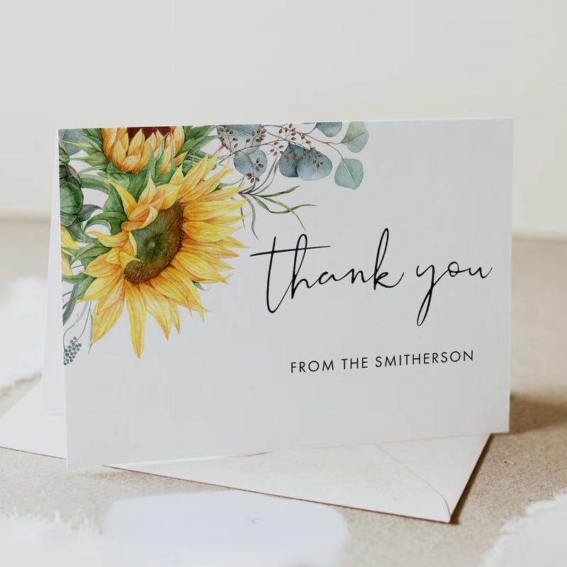 Sunflower Thank You - Etsy