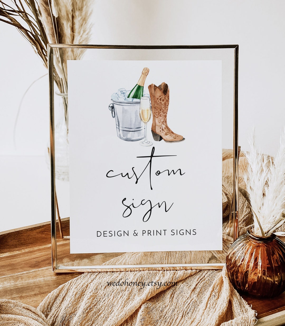 Boots and Bubbly Custom Sign Template, Bubbles Sign Template, Editable ...