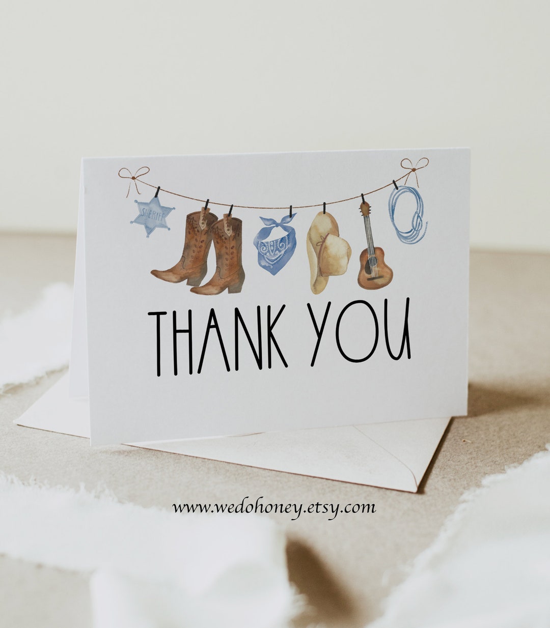 Western Cowboy Thank You Folded Card Printable, Cowboy Baby Shower ...