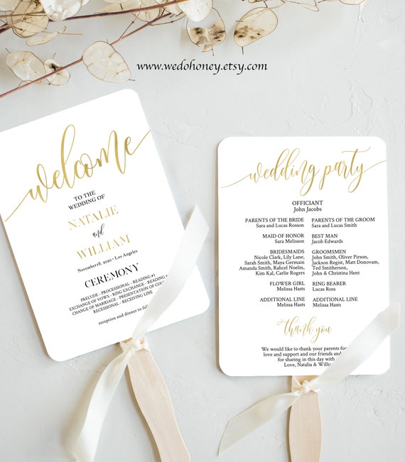 Gold Wedding Program Template, Gold Ceremony, Edit with Corjl #0035 by ...