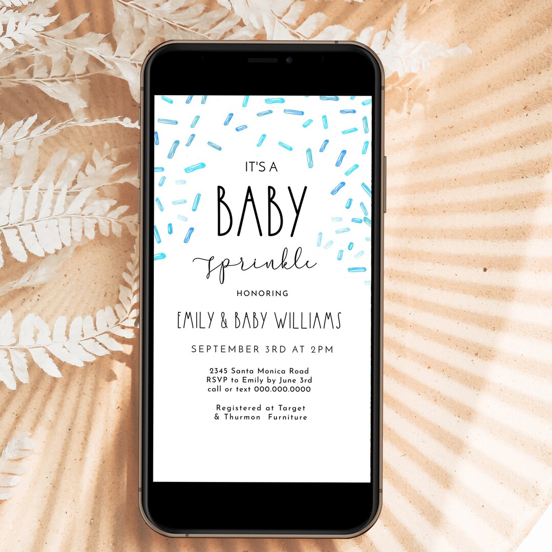 Blue Baby Sprinkle Electronic Invitation Evite Boy Rainbow Sprinkles ...