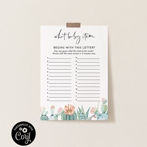 Succulent Cactus Baby Shower Games Bundle, Fiesta Printables, Cactus ...