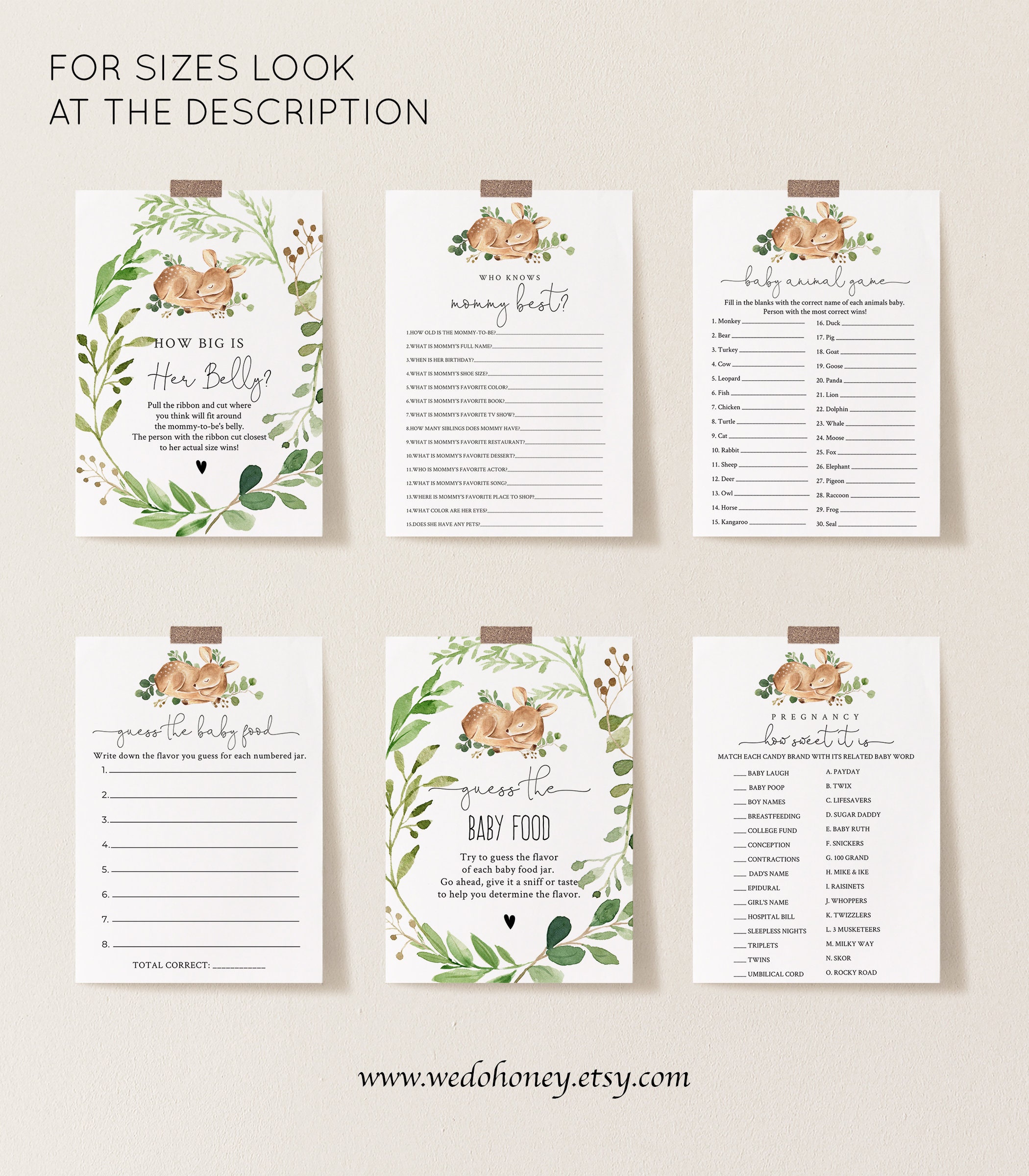 Deer Baby Shower Games Package Deer Boy Greenery Baby Shower - Etsy