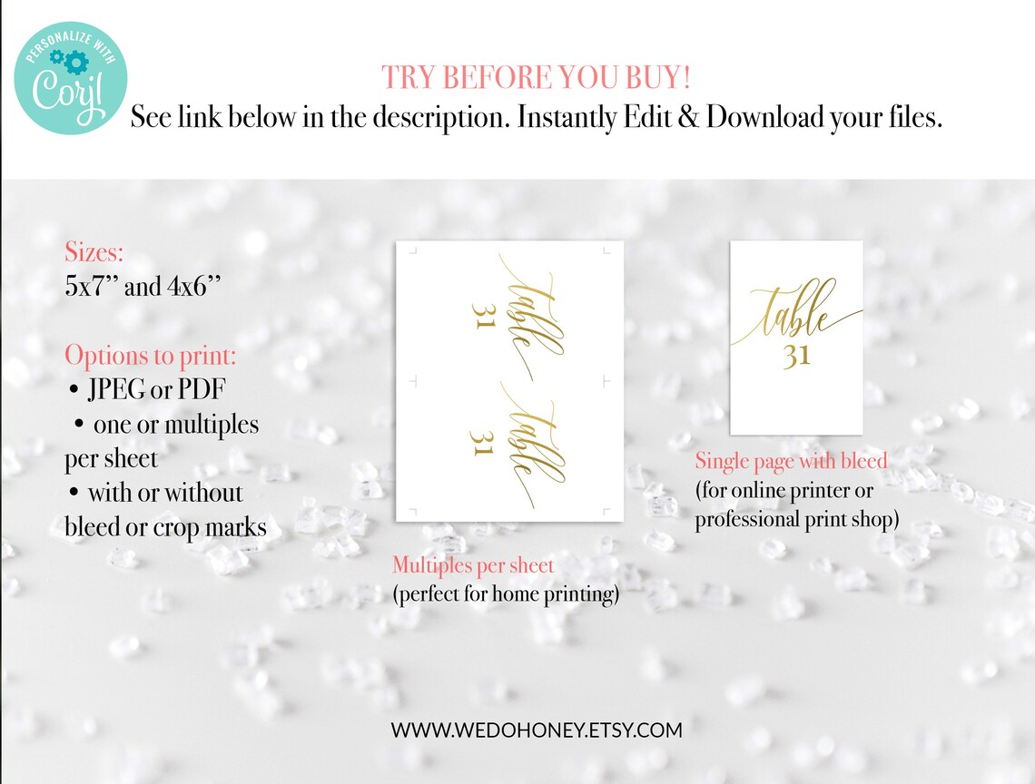 Gold Table Numbers Printable Editable Text Downloadable - Etsy