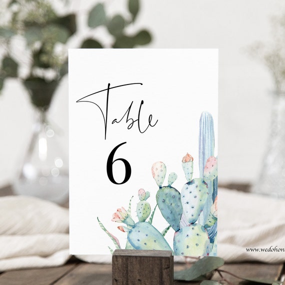 Cactus Table Number Template, Themed Fiesta Table Decor, DIY Mexican ...