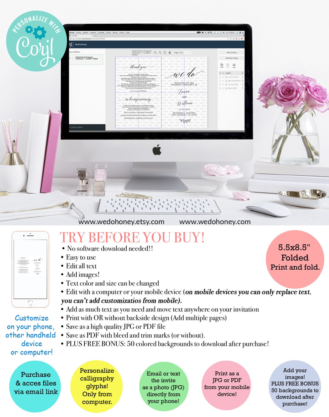 Folded Programs Modern Calligraphy Program Fully Editable - Etsy