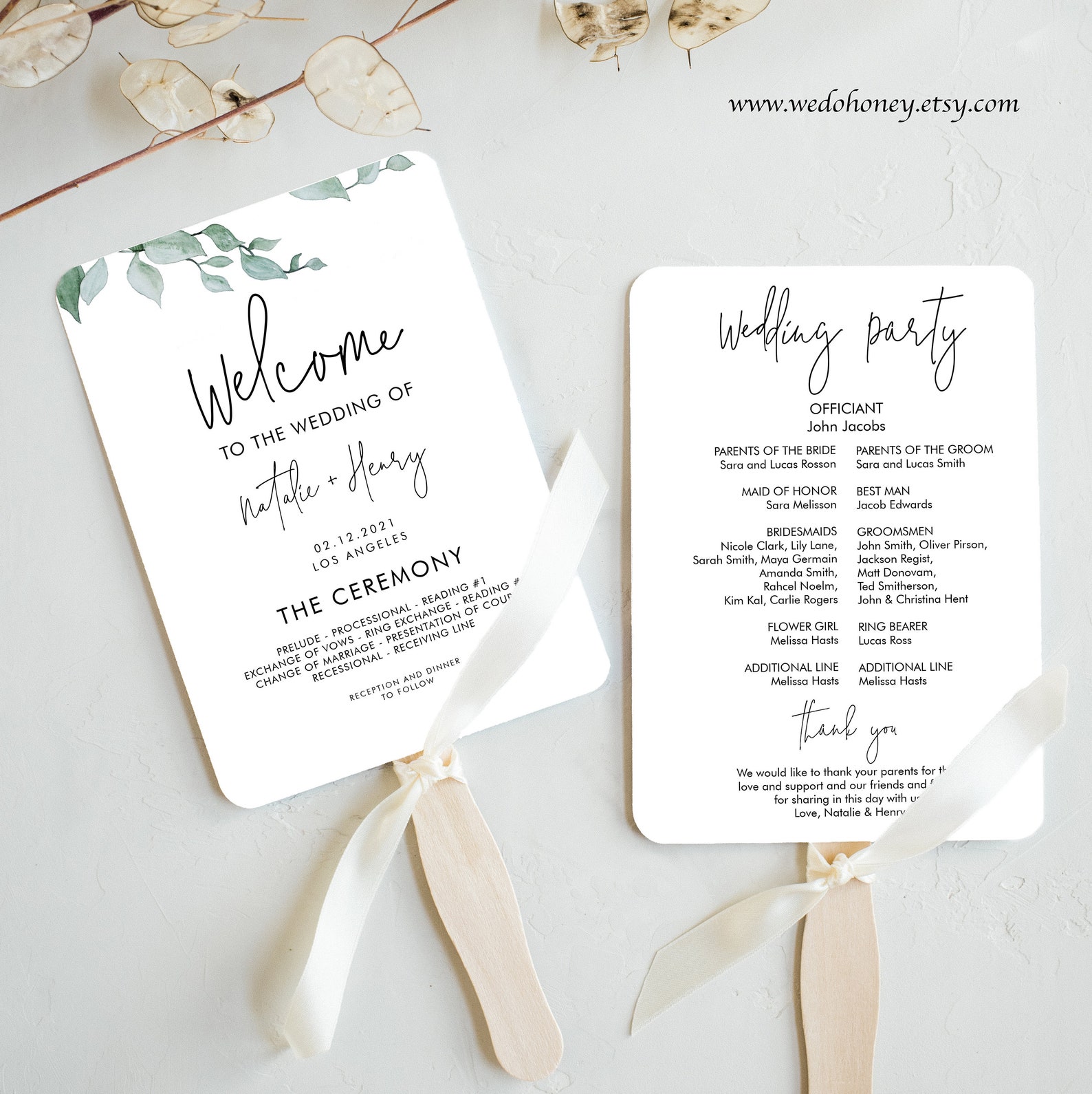 Editable Program Fan Template Watercolor Leave Programs | Etsy