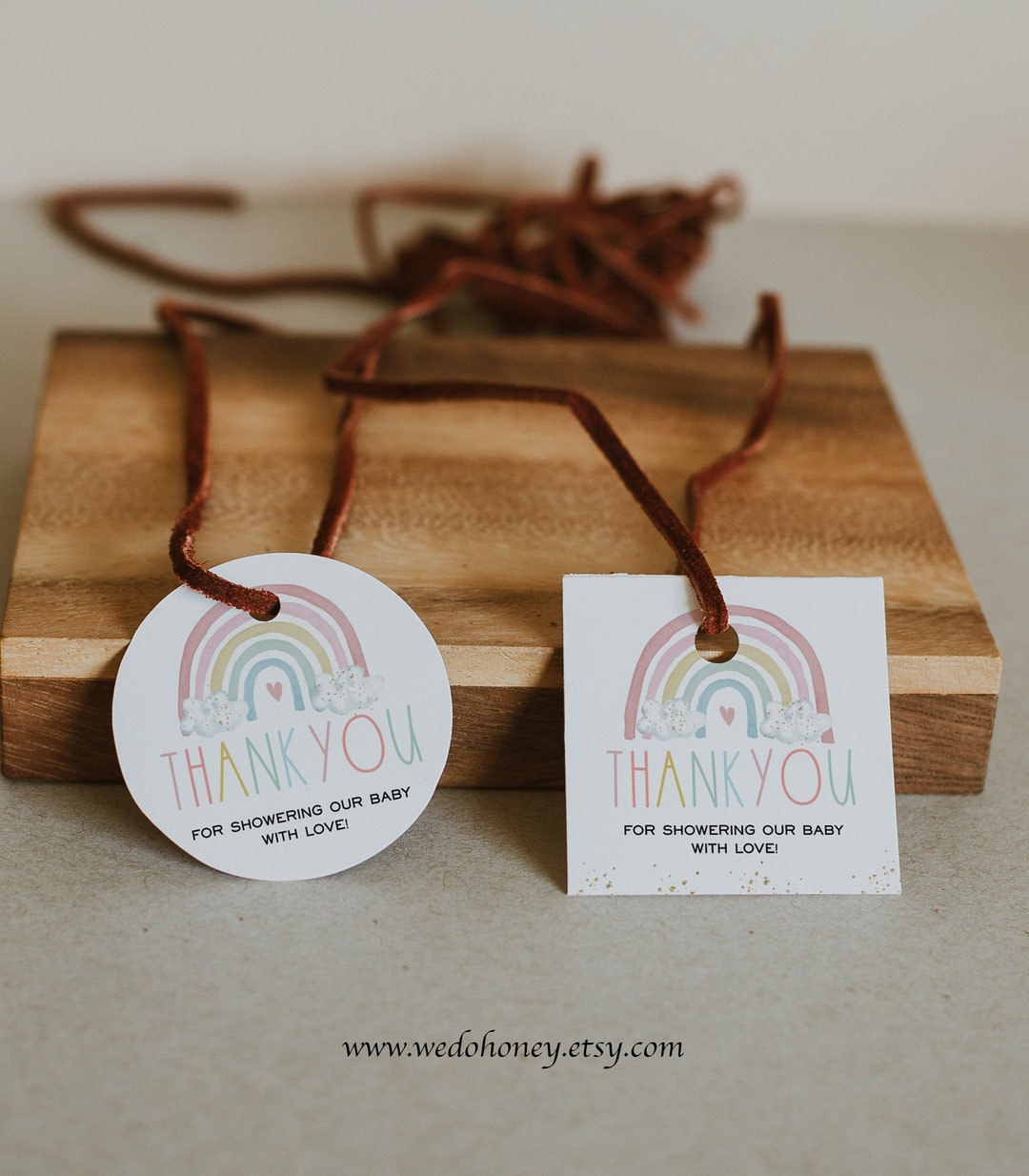 Pastel Rainbow Favor Tag Printable Rainbow Round Thank You - Etsy