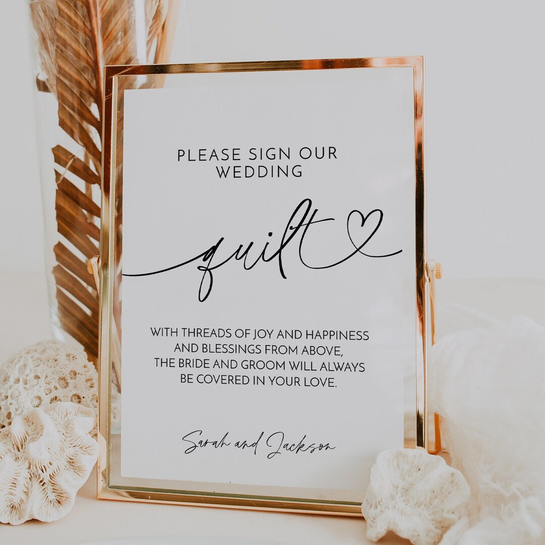 Editable Please Sign Our Guest Quilt, Quilt Guest Book Sign, Heart ...
