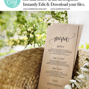 Rustic Menu Template Fully Customizable Menu Printable - Etsy