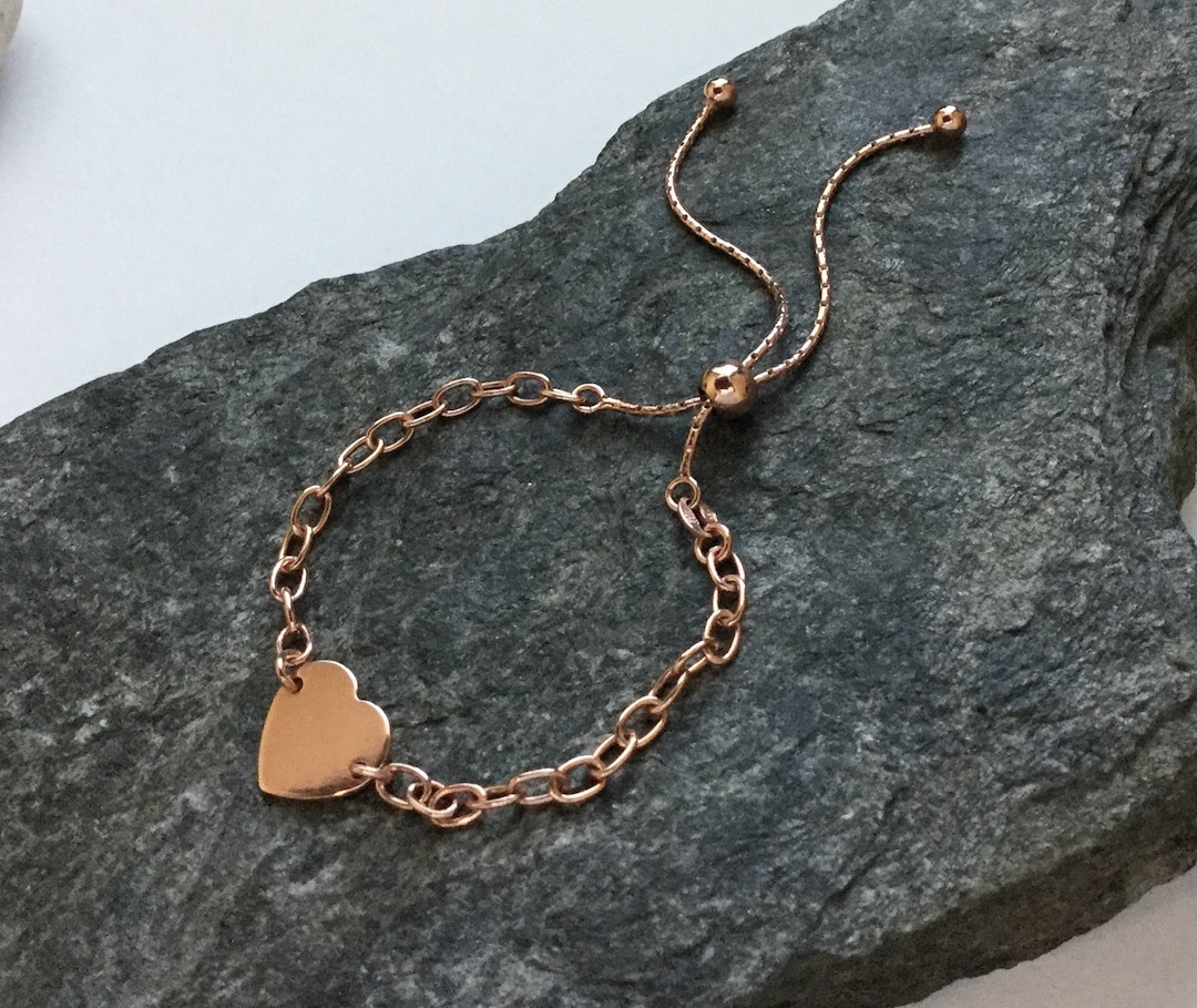 Rose Gold Bracelet-adjustable Bracelet,rose Gold Heart,lariat Bracelet ...