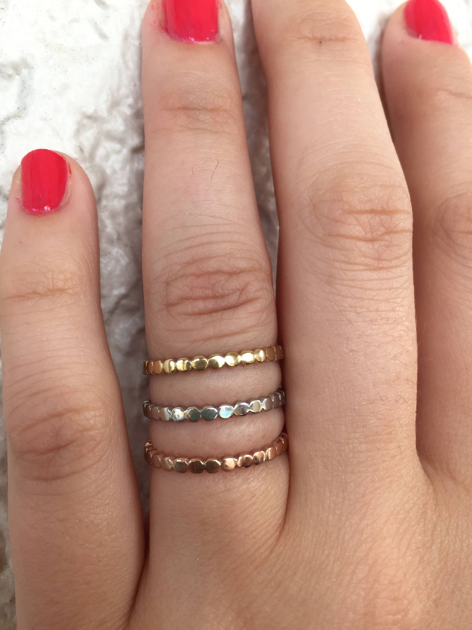Three Stacking Rings-stacking Rings-scallop Design Rose Gold | Etsy