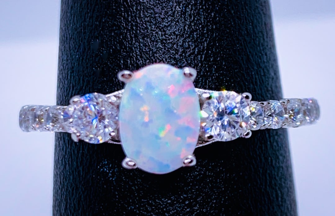 White Fire Opal Ring-opal-opal Ring, Opal Rings,promise Ring-engagement ...