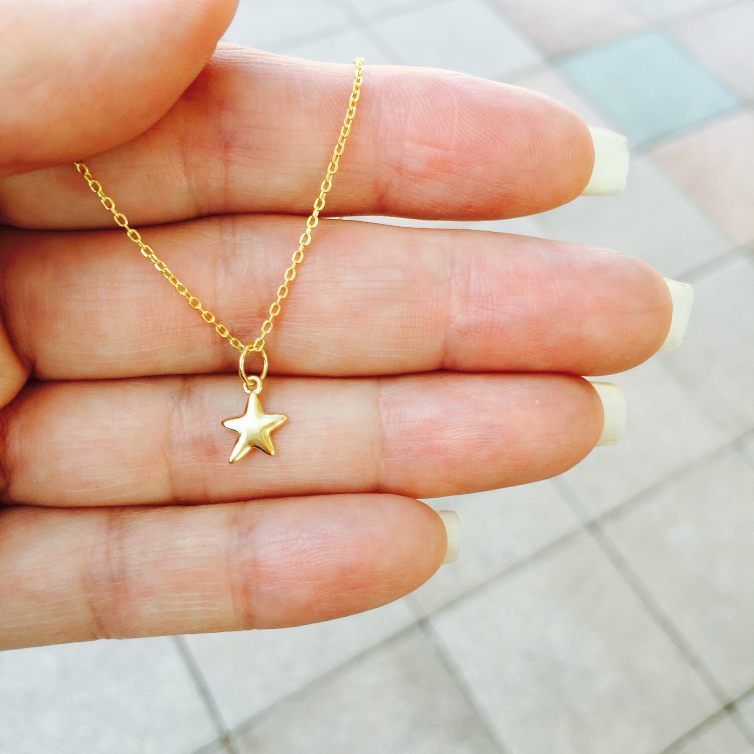 Dainty Gold Star Necklace: 24k Gold Over Sterling Silver - Etsy