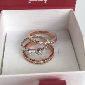 Rose Gold Stack Ring,bow Ring,art Deco Rings,ring,stack Rings,wedding ...