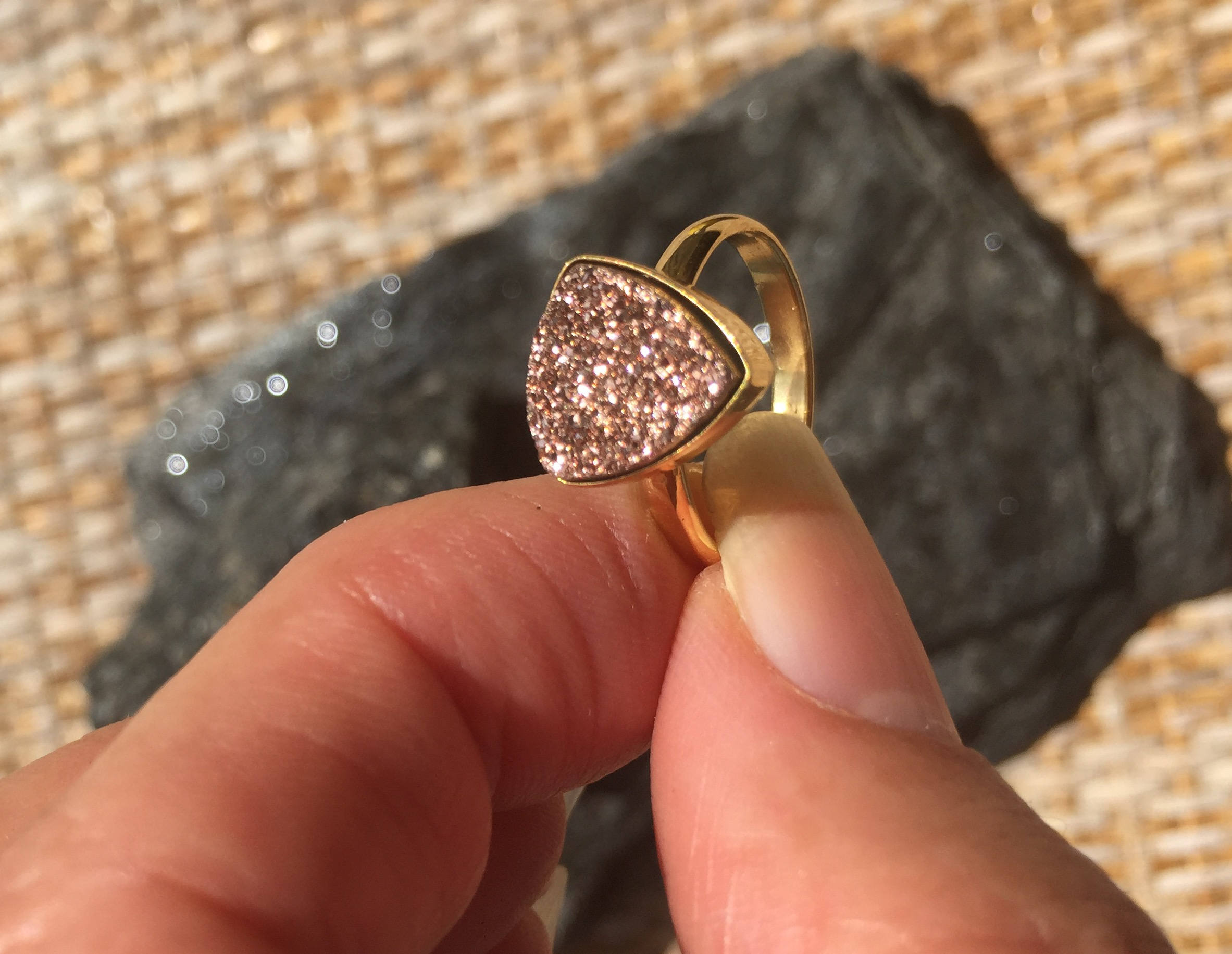 Sparkling Rose Druzy Ring. Rose Gold Gemstone Drusy Ring - Etsy