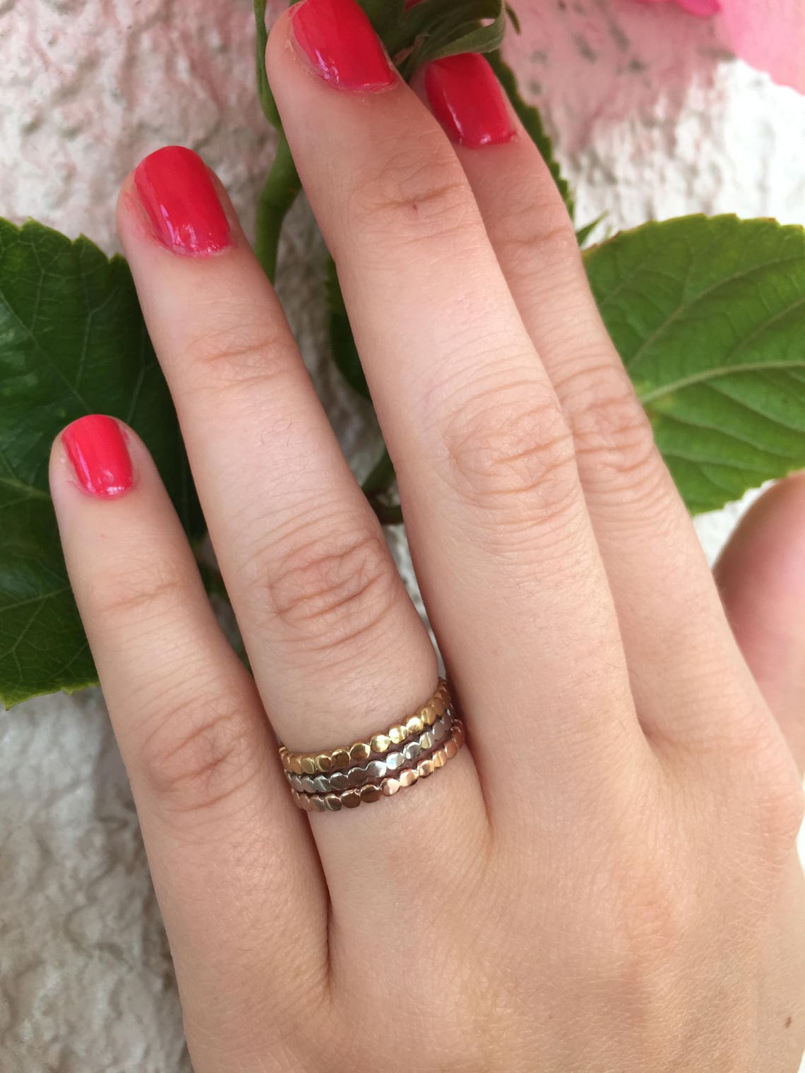 Three Stacking Rings-stacking Rings-scallop Design Rose Gold | Etsy