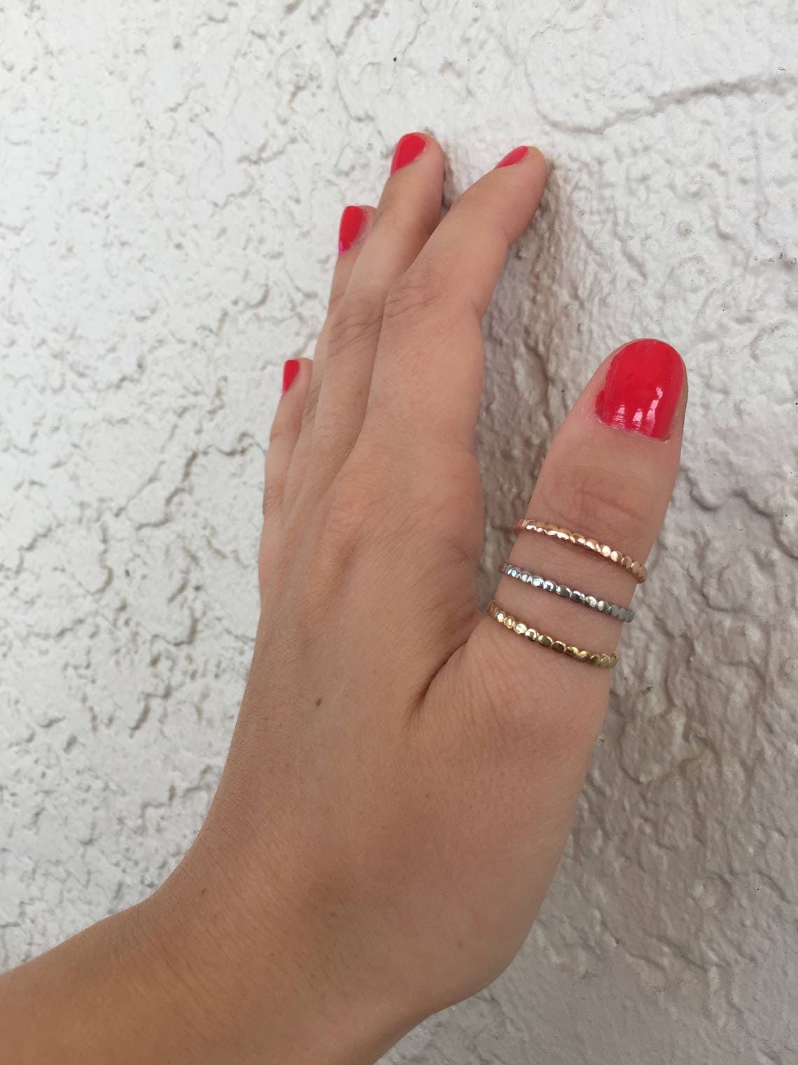 Three Stacking Rings-stacking Rings-scallop Design Rose Gold | Etsy