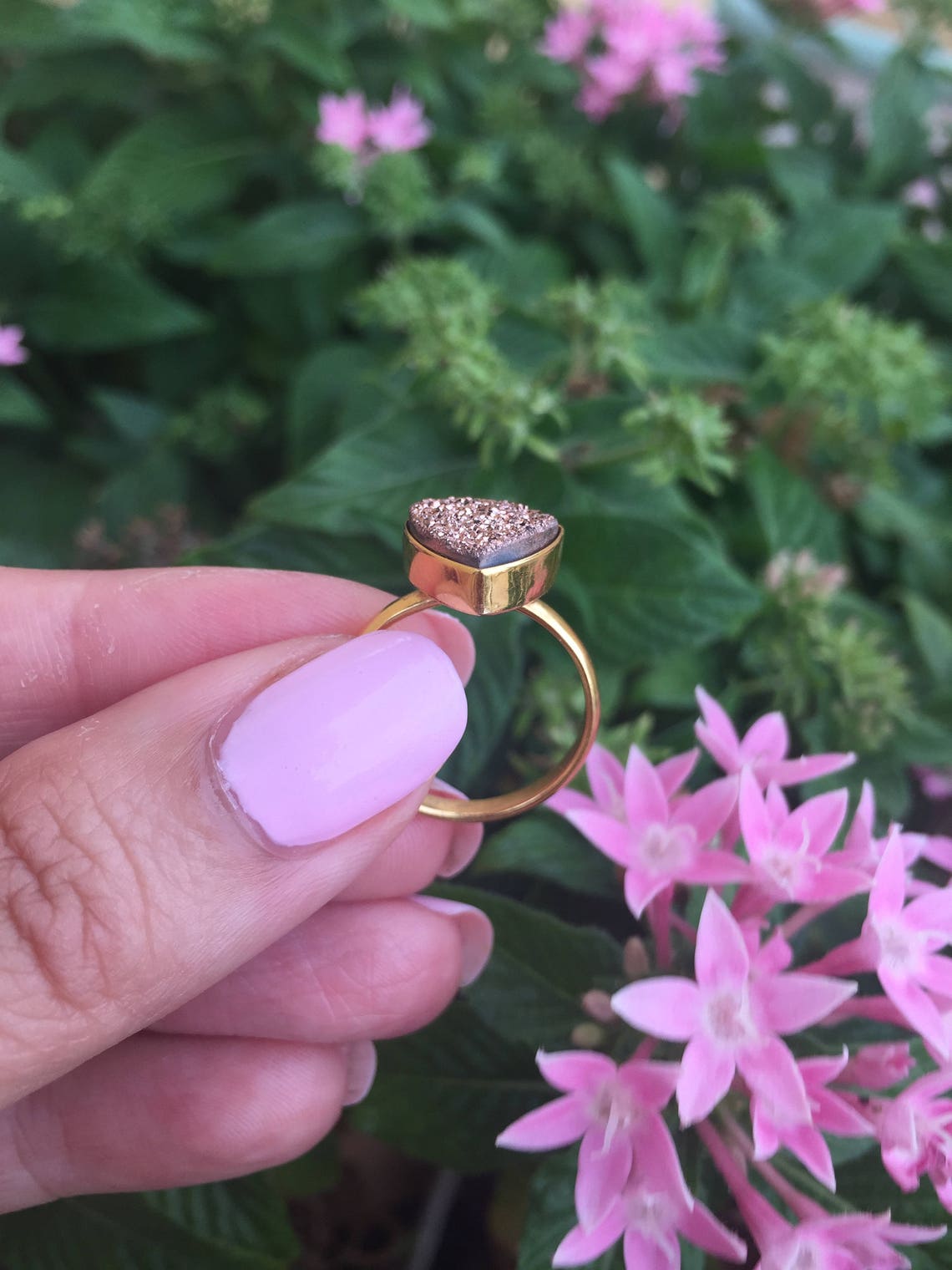 Sparkling Rose Druzy Ring. Rose Gold Gemstone Drusy Ring | Etsy