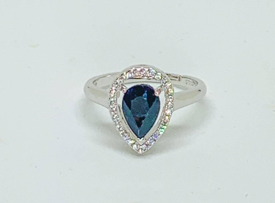 Teardrop Sapphire Ring: 925 Sterling Silver, Adjustable Promise Ring - Etsy