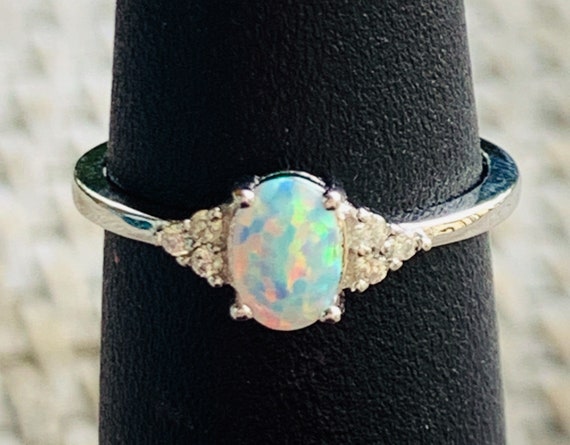 White Fire Opal Ring-opal-opal Ring Opal Ringspromise | Etsy