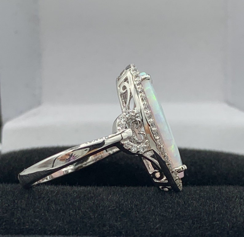 White Fire Opal Ring-opal-opal Ring-oval Ring-promise - Etsy