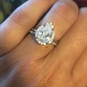 Teardrop Wedding Set-wedding Rings-large Teardrop Ring-pear Engagement ...