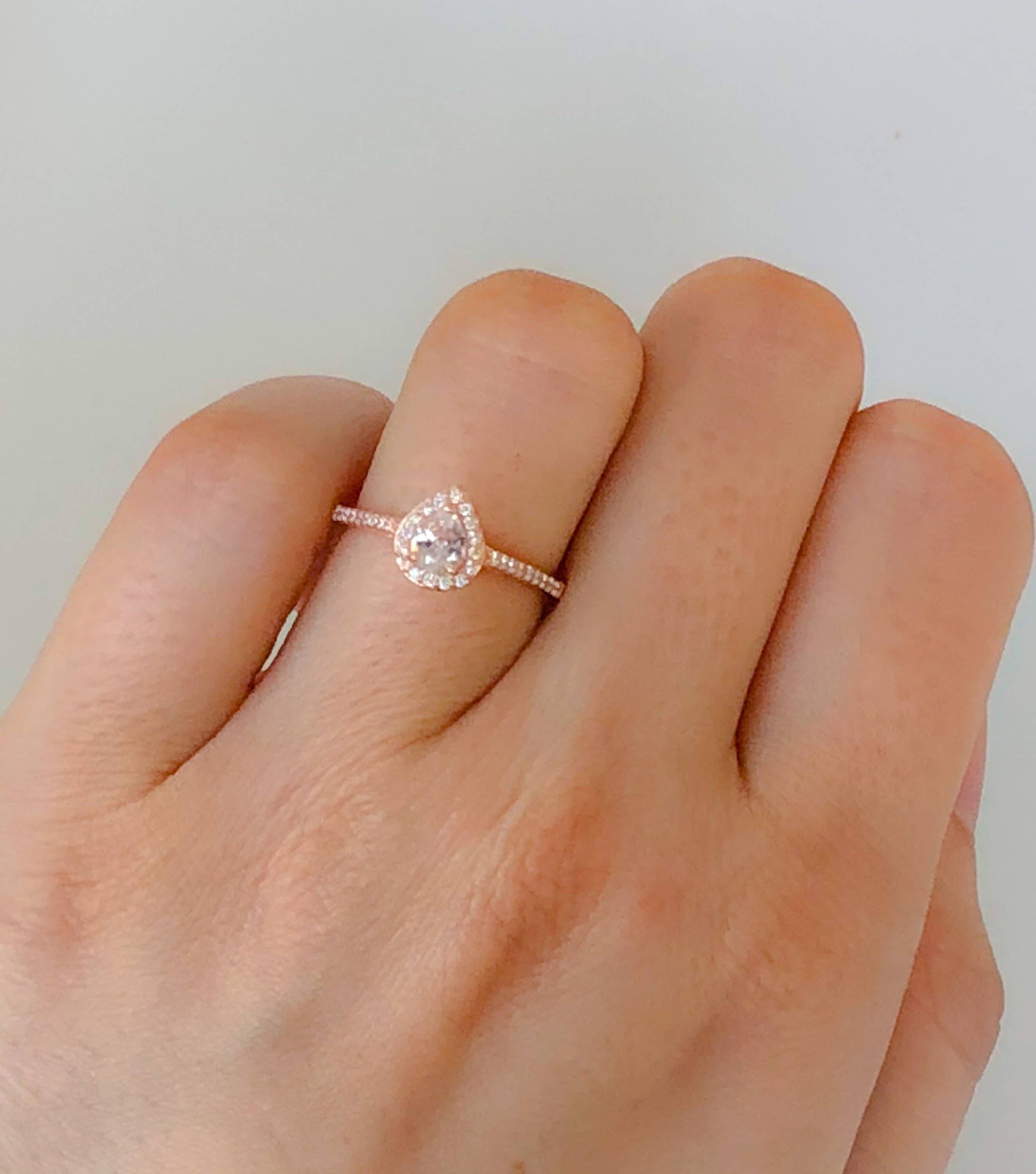 Rose Gold Ring petite Teardroppear Engagement Ring art Deco - Etsy