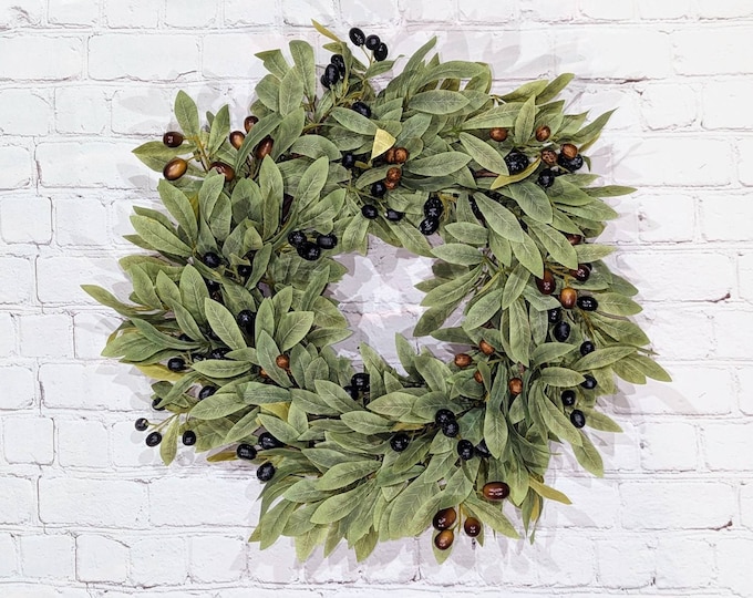 Olive Branch Wreath for Front Door, Year Round Wreath, Everyday ...
