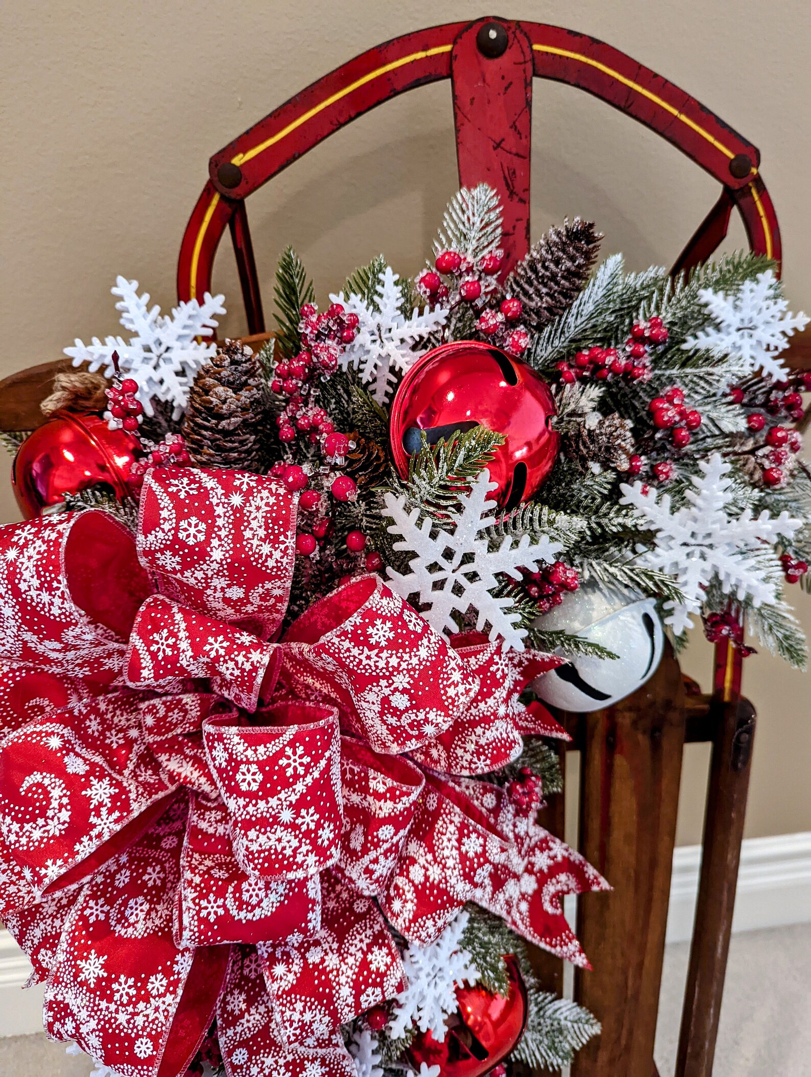 Christmas Sled Holiday Sled Vintage Sled Decorated Sled - Etsy