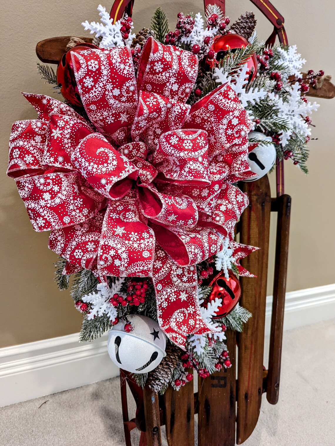 Christmas Sled Holiday Sled Vintage Sled Decorated Sled - Etsy