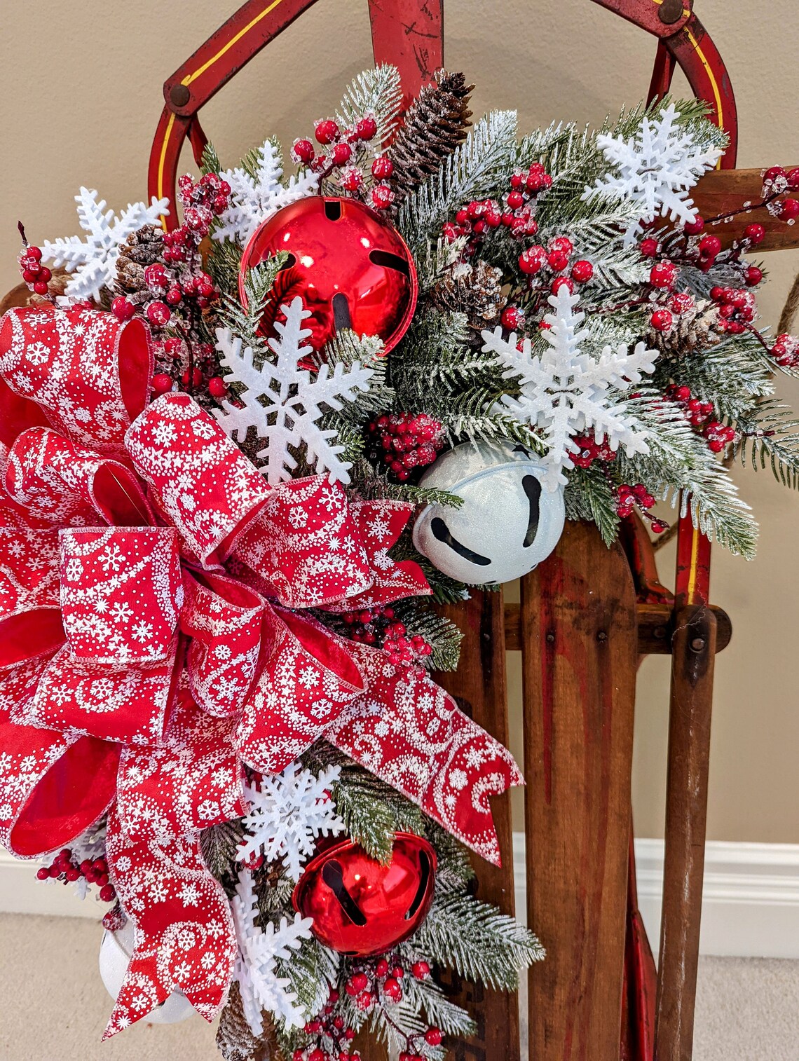 Christmas Sled Holiday Sled Vintage Sled Decorated Sled - Etsy