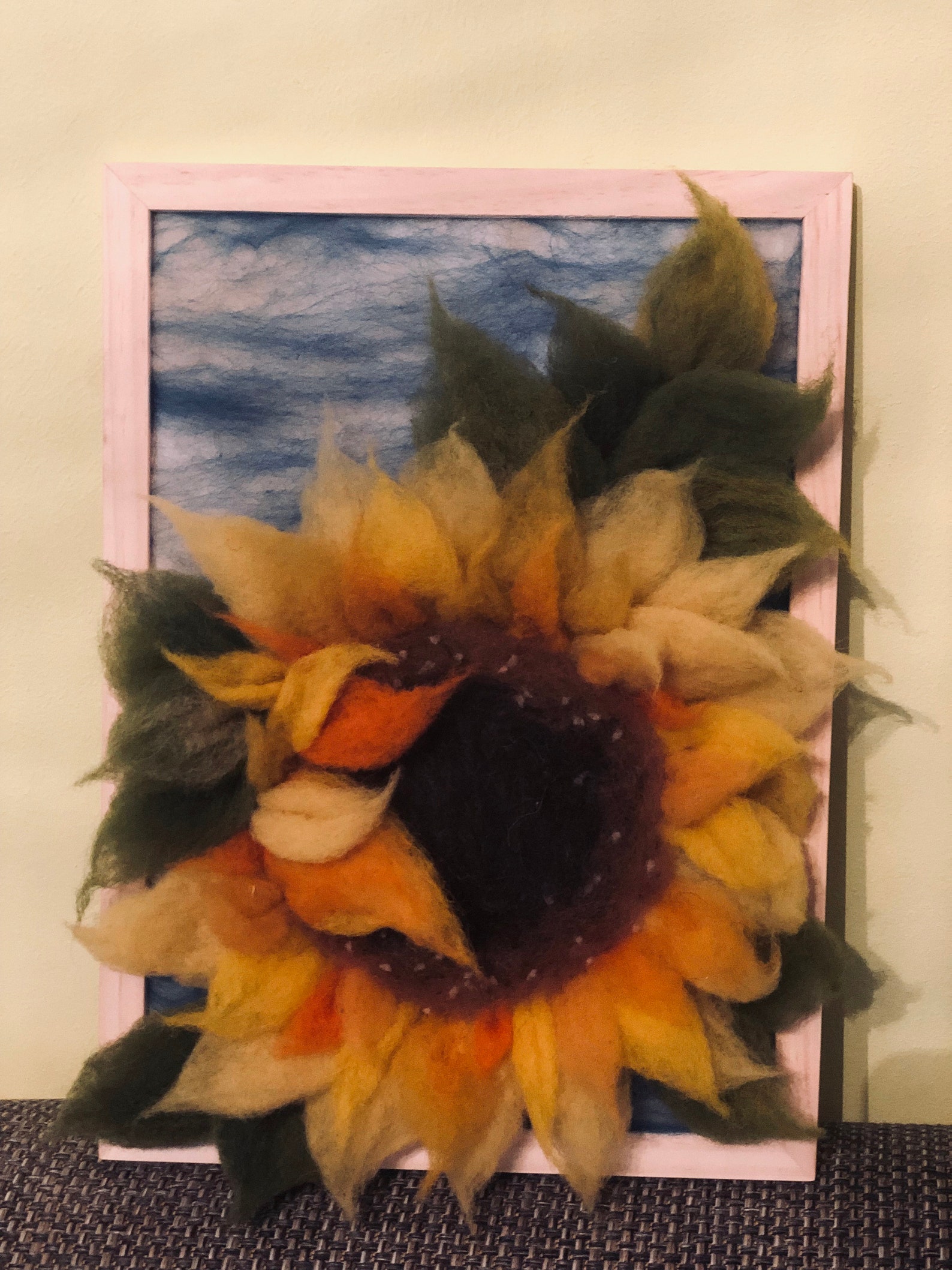 Needle Felted Beautiful 3D Sunflower Wool Painting A4 Waldorf Inspired ...