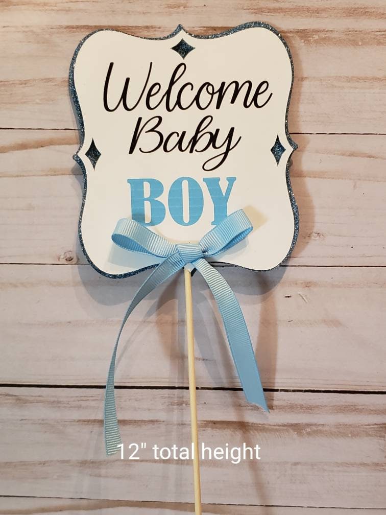 Welcome Baby Pick, Welcome Baby Floral Pick, Baby Shower Decor, Baby ...