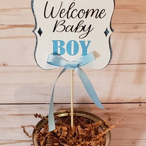 Welcome Baby Pick, Welcome Baby Floral Pick, Baby Shower Decor, Baby ...