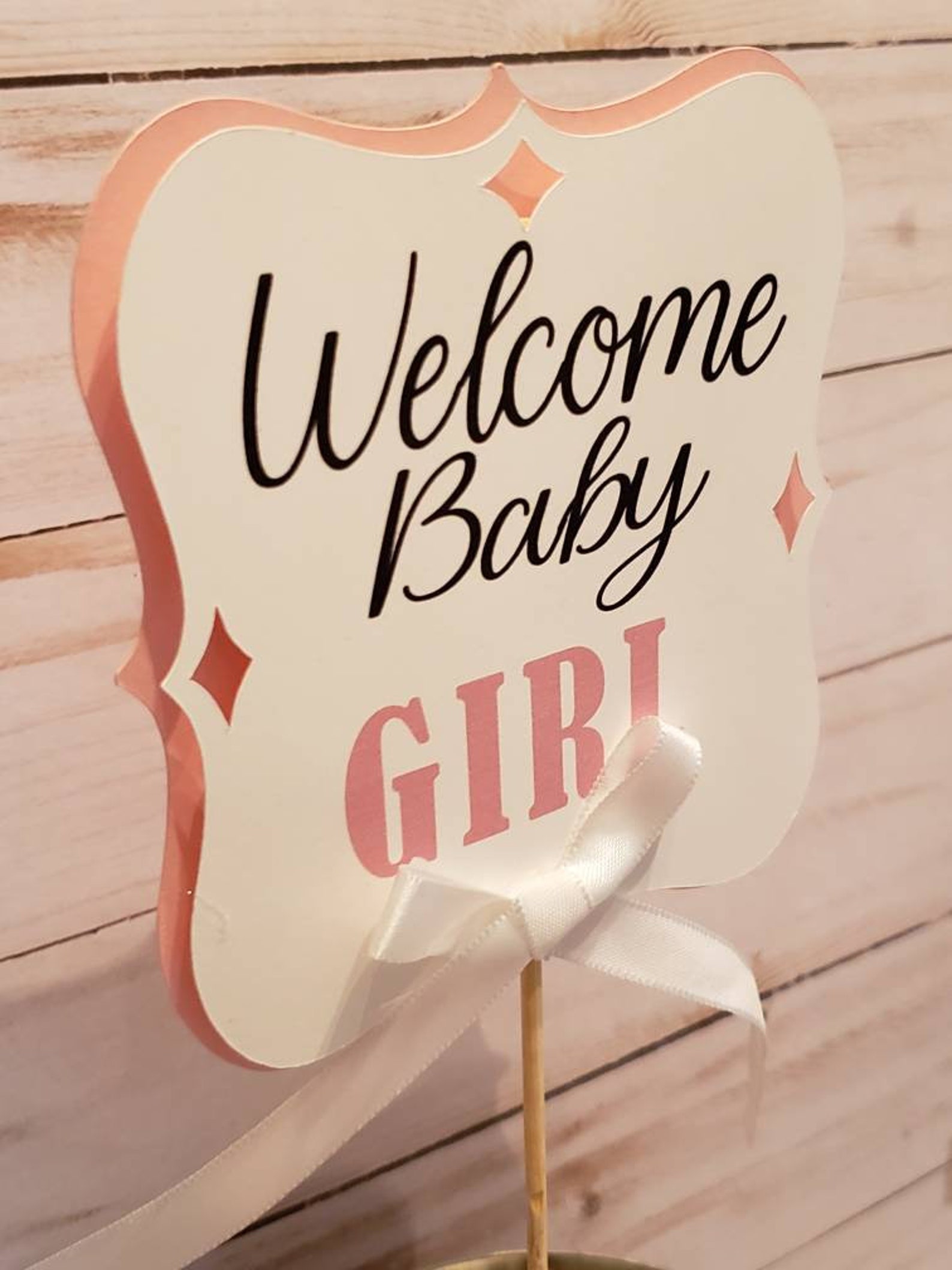Welcome Baby Pick, Welcome Baby Floral Pick, Baby Shower Decor, Baby ...