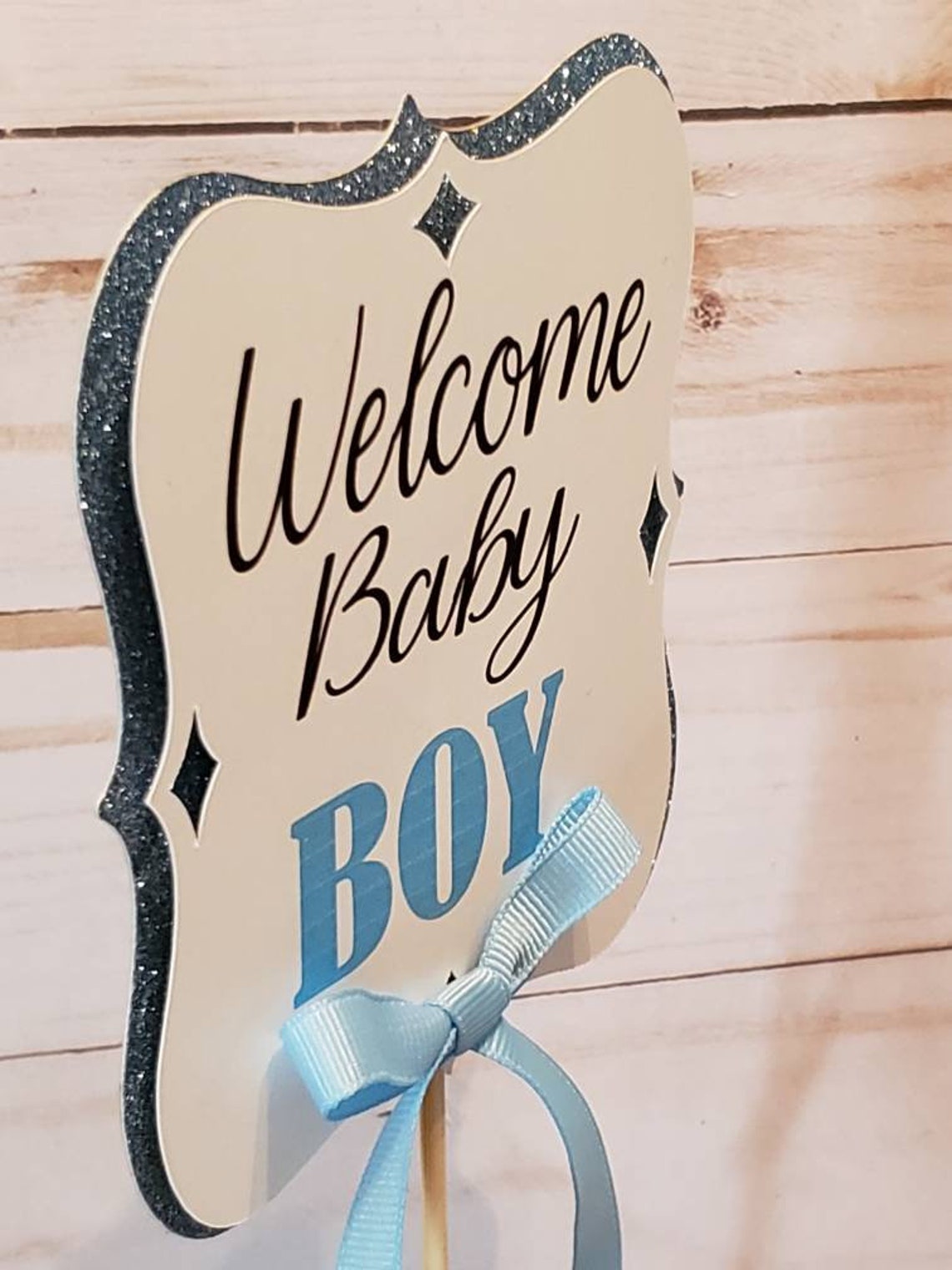 Welcome Baby Pick, Welcome Baby Floral Pick, Baby Shower Decor, Baby ...