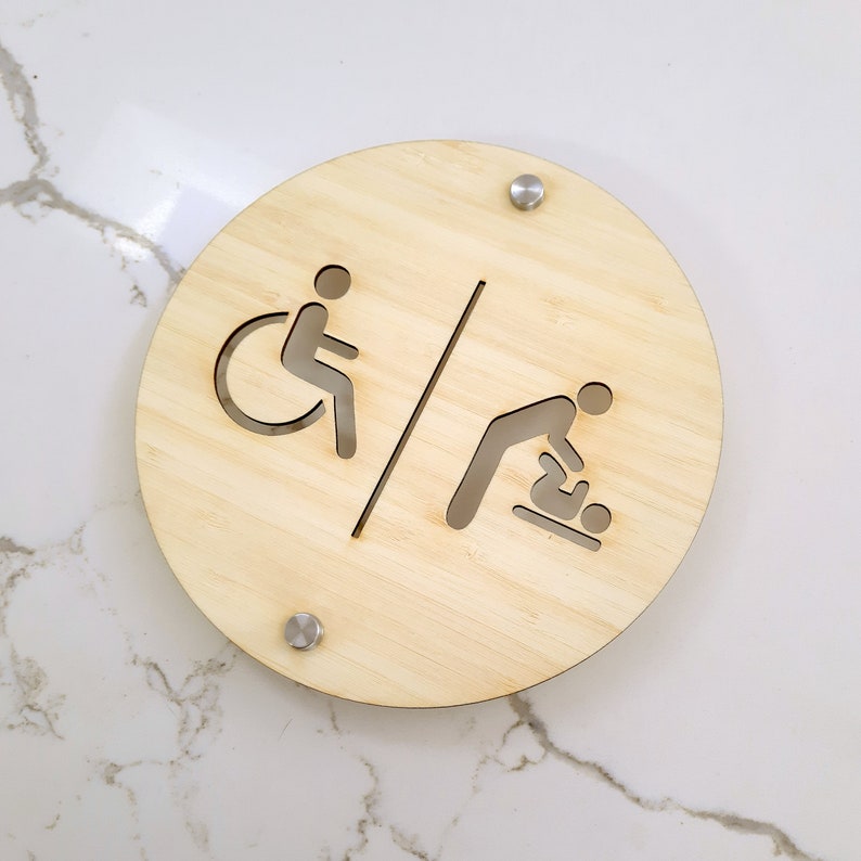 Round Wooden Disabled & Changing Room Sign - Etsy