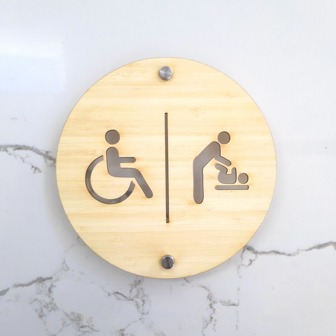 Round Wooden Disabled & Changing Room Sign - Etsy